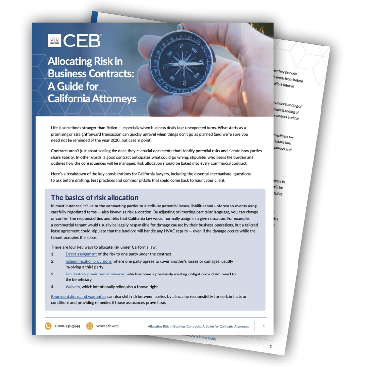 Allocating Risk in Business Contracts: A Guide for California Attorneys ...